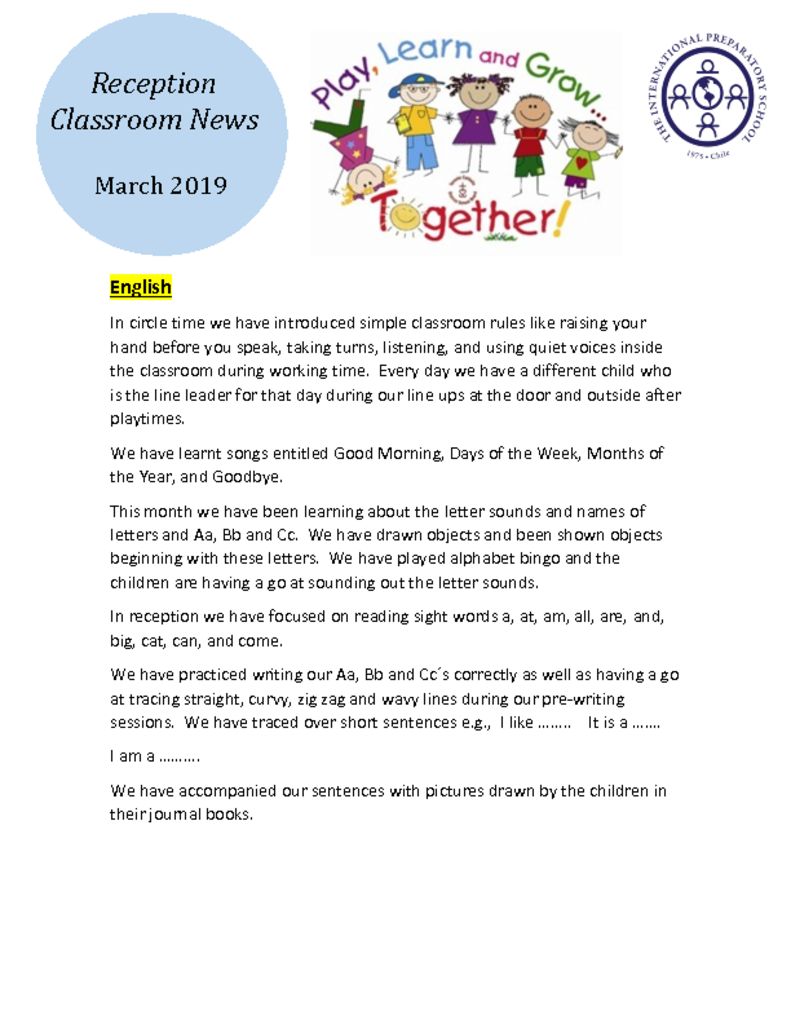 Reception-Newsletter-March-1 – The International Preparatory School
